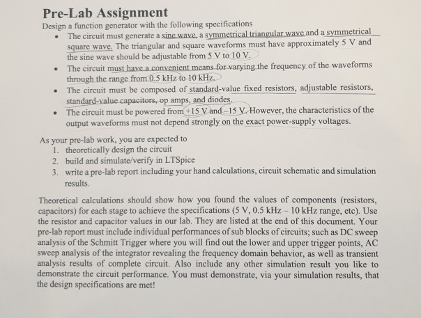 Solved Pre-Lab Assignment Design a function generator with | Chegg.com