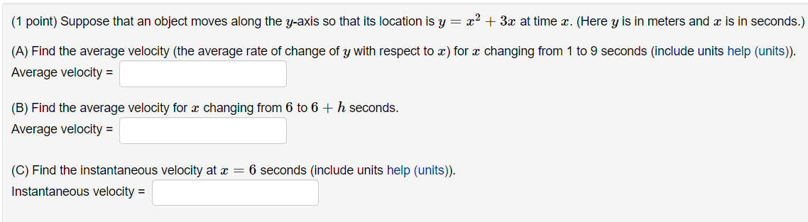 Solved (1 point) Suppose that an object moves along the | Chegg.com