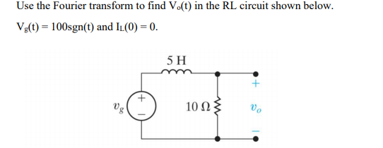 Solved Use the Fourier transform to find Vo(t) in the RL | Chegg.com