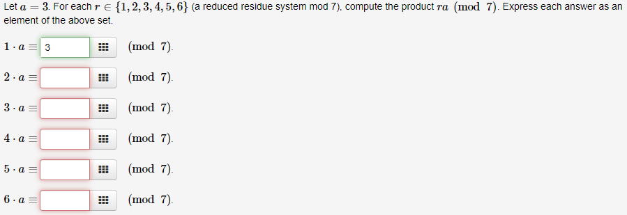 Solved Leta 3. For each r e {1,2,3,4,5,6} (a reduced residue | Chegg.com