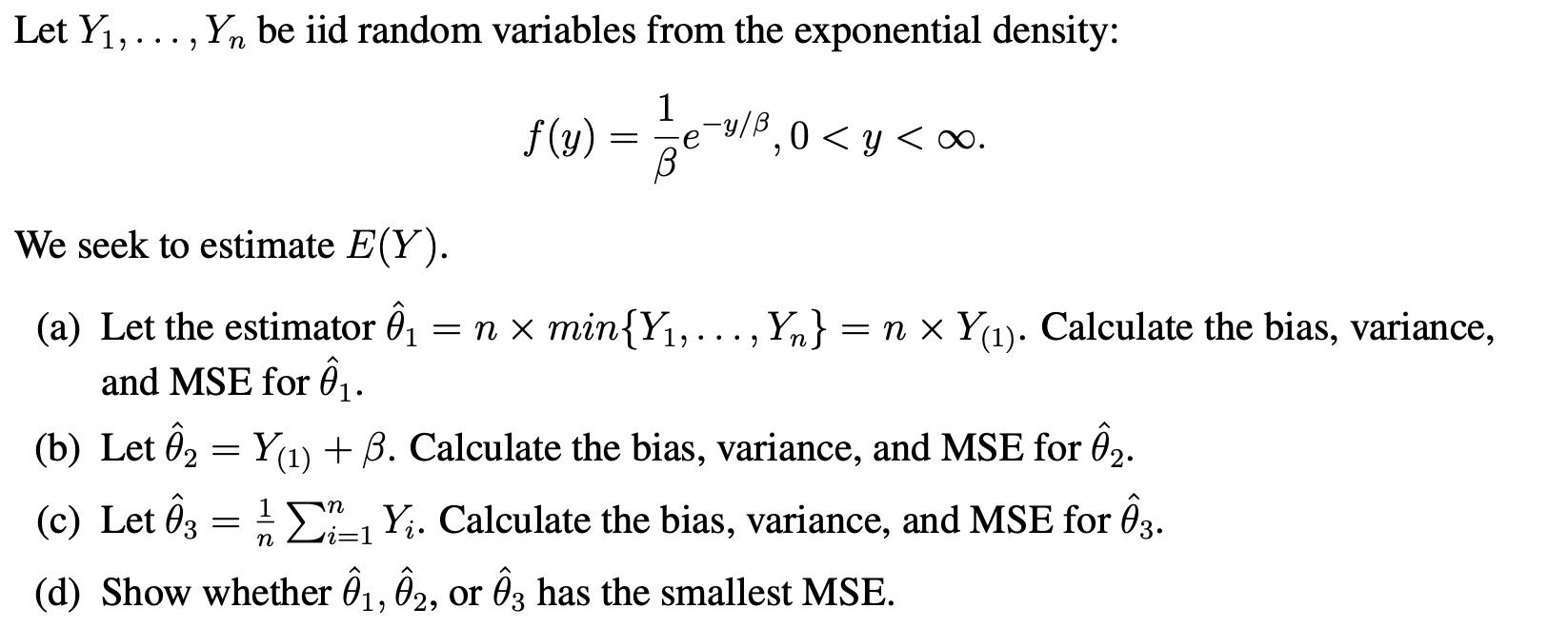 Solved Let Y1,…,Yn be iid random variables from the | Chegg.com