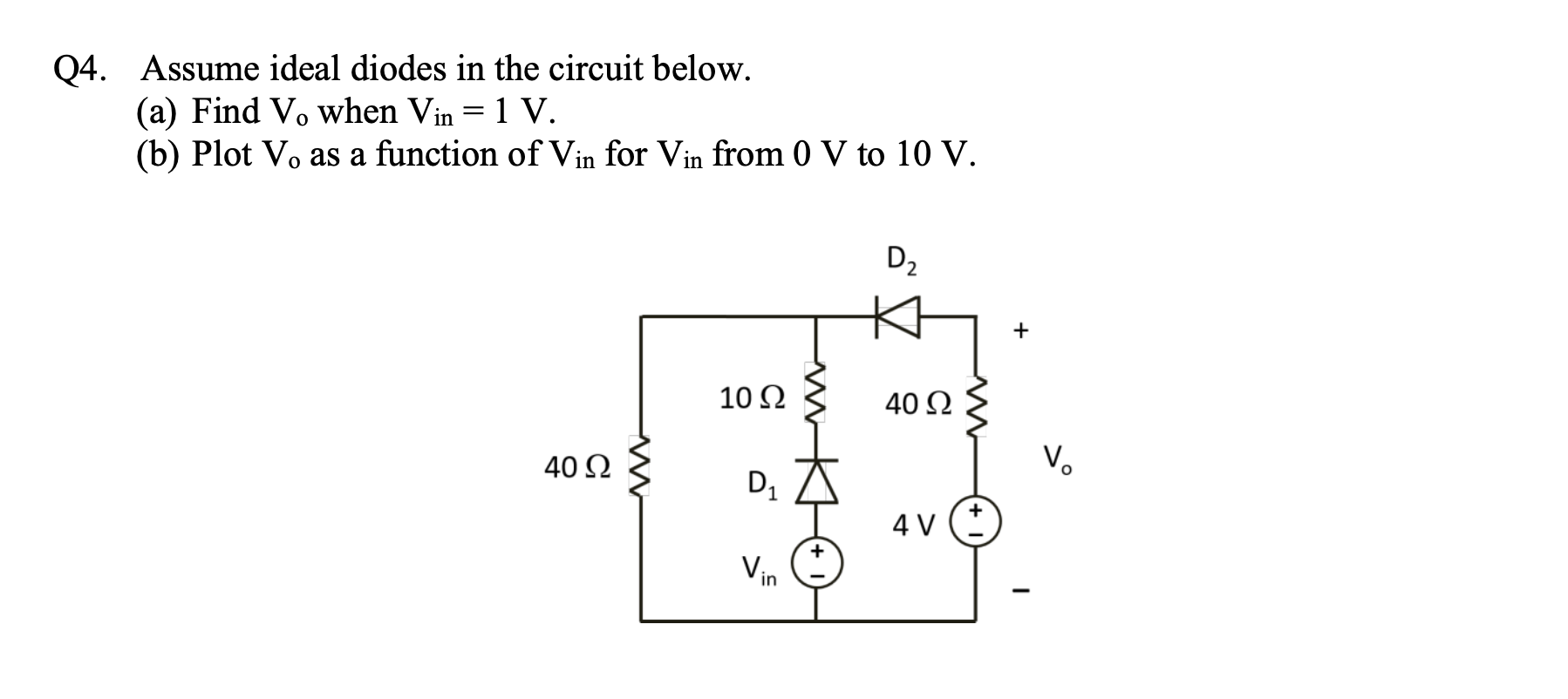 Solved Q4. Assume ideal diodes in the circuit below. (a) | Chegg.com