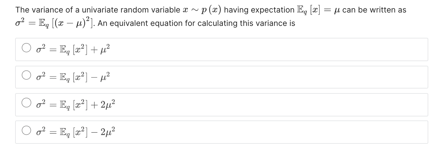Solved The variance of a univariate random variable x ~ p | Chegg.com