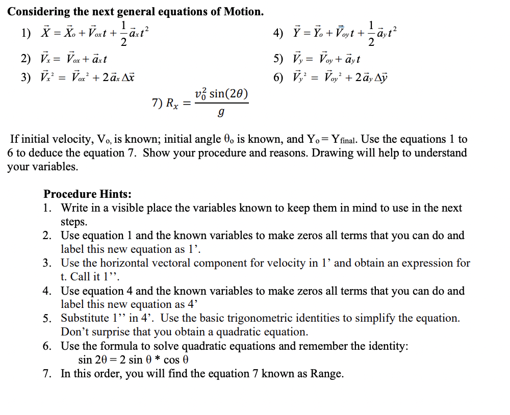 Solved If initial velocity, Vo, is known; initial angle θo | Chegg.com