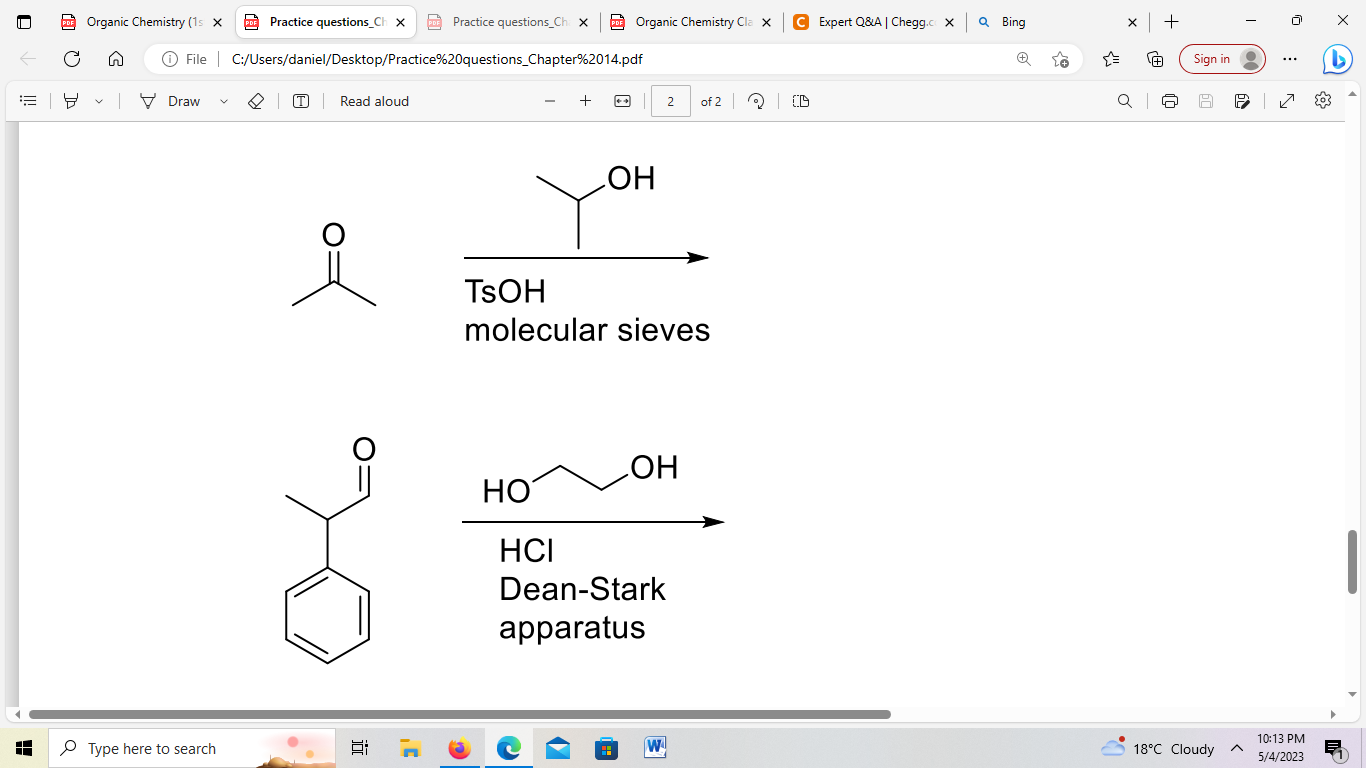 Solved HClHO↷OH Dean-Stark apparatus | Chegg.com