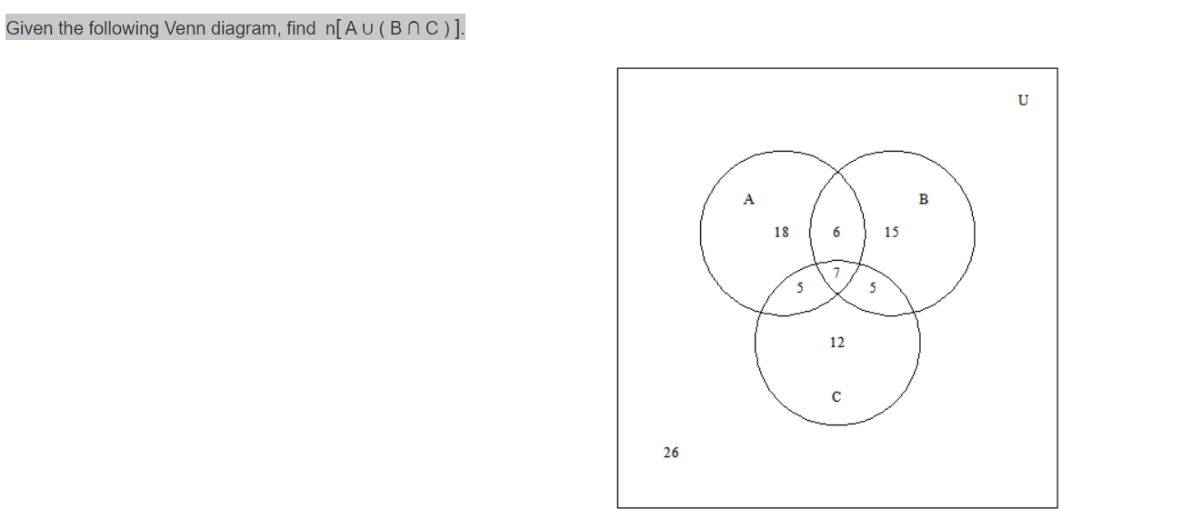 Given the following Venn diagram, find | Chegg.com
