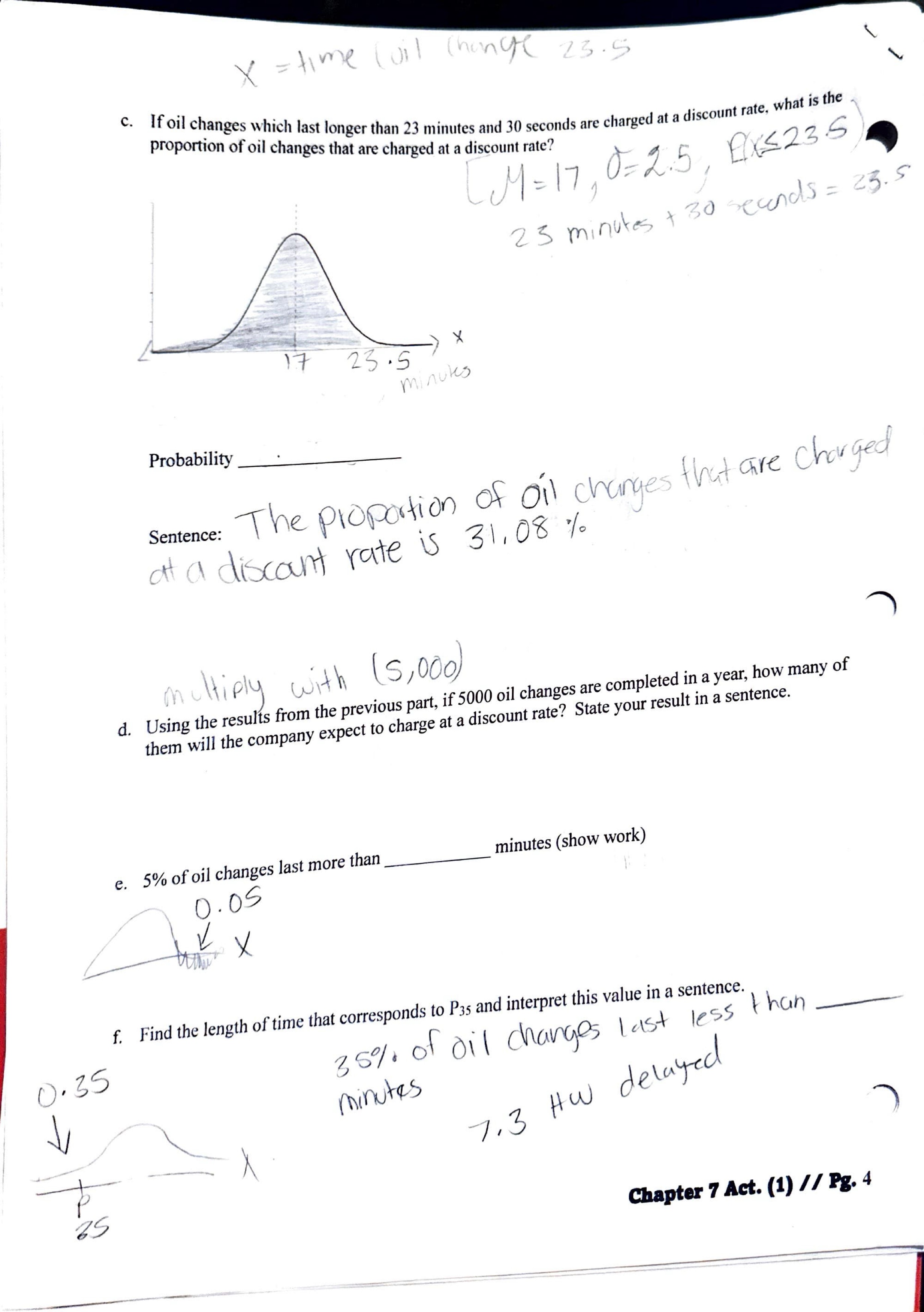 Solved Chapter 7.2The time required for Speedy Lube to | Chegg.com