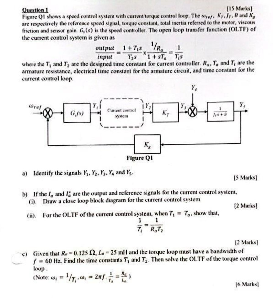 Solved helpQuestion 1[15 ﻿Marks]Figure Q1 ﻿shows a speed | Chegg.com