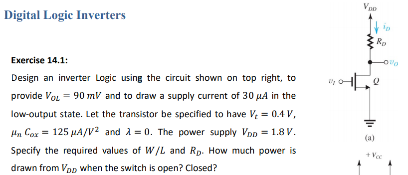 Solved Exercise 14.1: Design an inverter Logic using the | Chegg.com