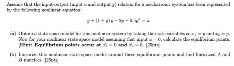 Solved Assume that the input-output (input u and output y) | Chegg.com