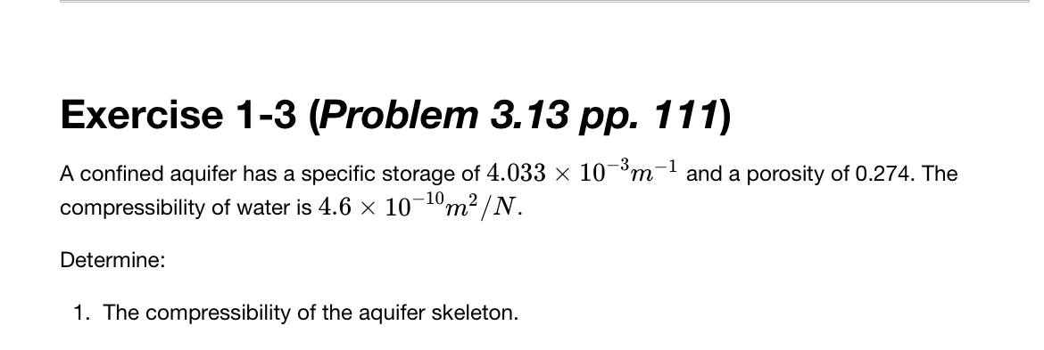 Solved A confined aquifer has a specific storage of | Chegg.com