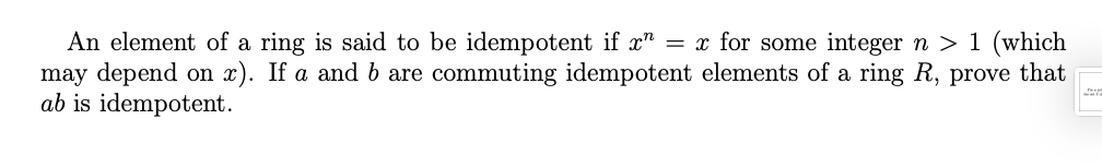 Solved An element of a ring is said to be idempotent if xn=x | Chegg.com
