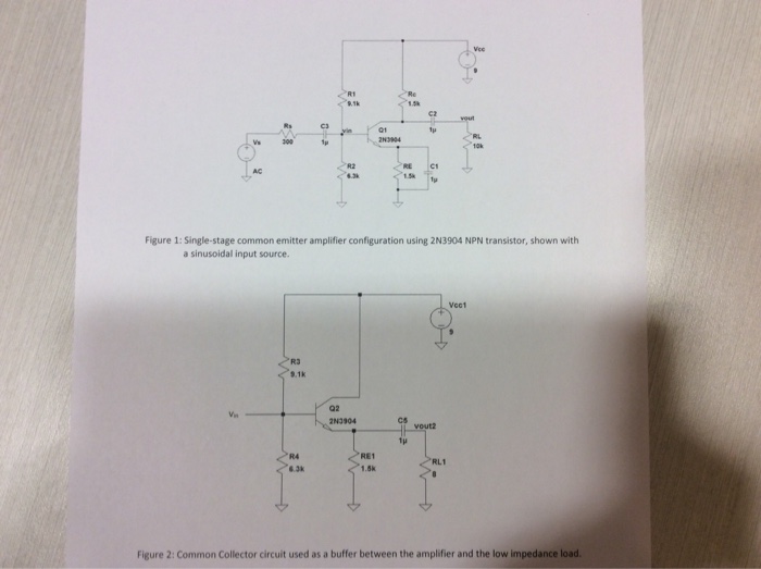 Solved 01 AC 1u Figure 1: Single-stage common emitter | Chegg.com