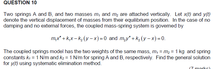 Solved Two springs A and B, and two masses m1 and m2 are | Chegg.com