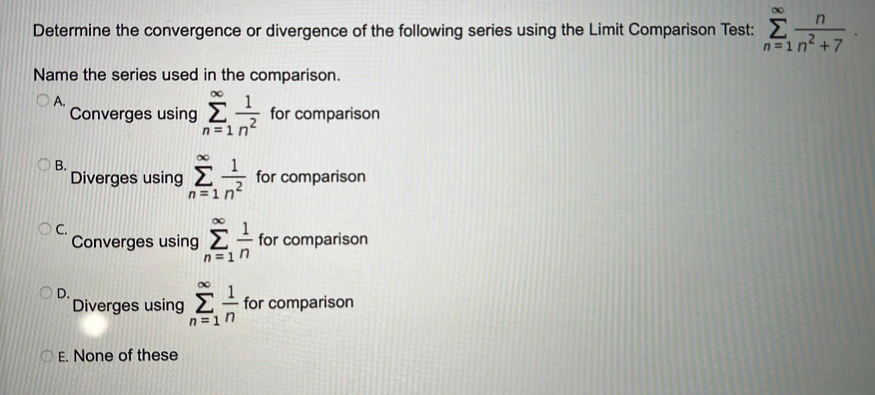 Solved 1 Determine the convergence or divergence of the | Chegg.com