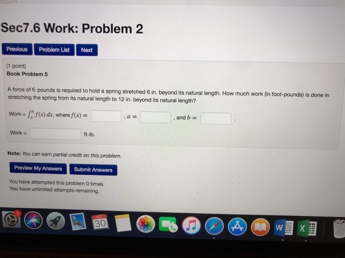Solved Sec7.6 Work: Problem 2 Previous Problem List Next (1 | Chegg.com