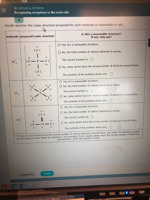 Solved O CHEMICAL BONDING Recognizing exceptions to the | Chegg.com