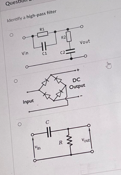 Solved Identify a high-pass filter | Chegg.com