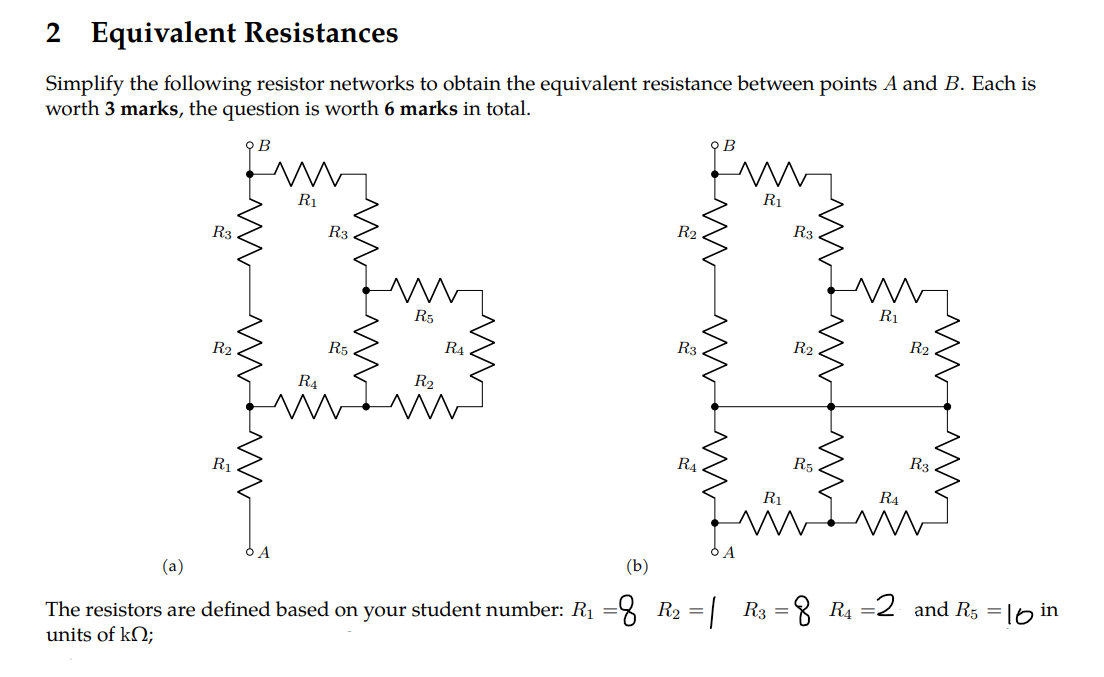 Solved 2 Equivalent Resistances Simplify the following | Chegg.com