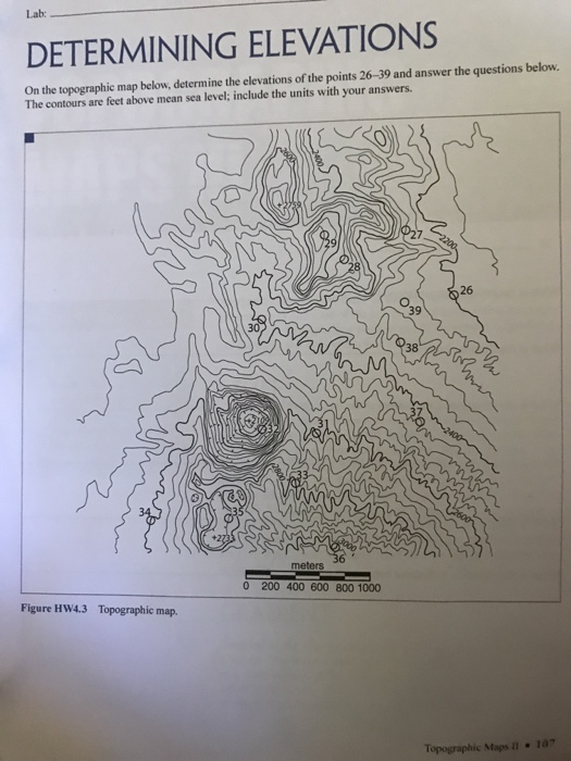 Solved Lab: DETERMINING ELEVATIONS On the topographic map | Chegg.com