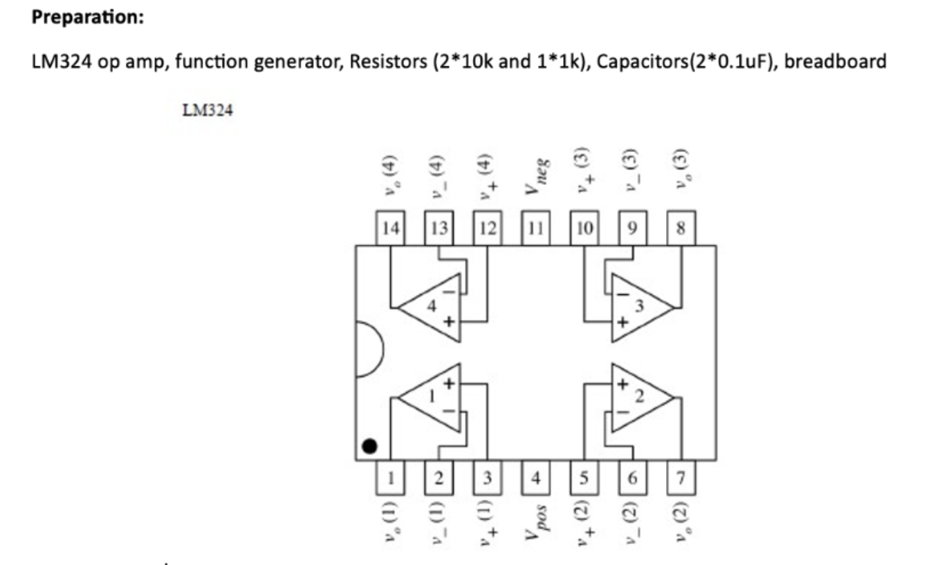Solved Preparation: LM324 op amp, function generator, | Chegg.com