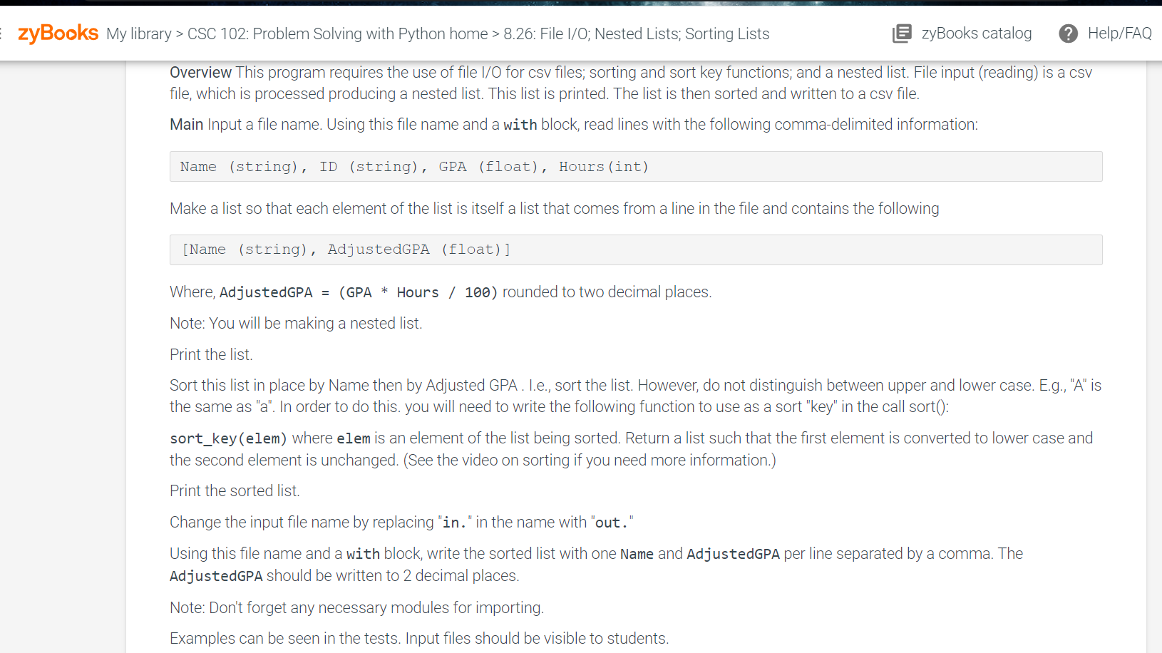 zyBooks My library > CSC 102: Problem Solving with | Chegg.com