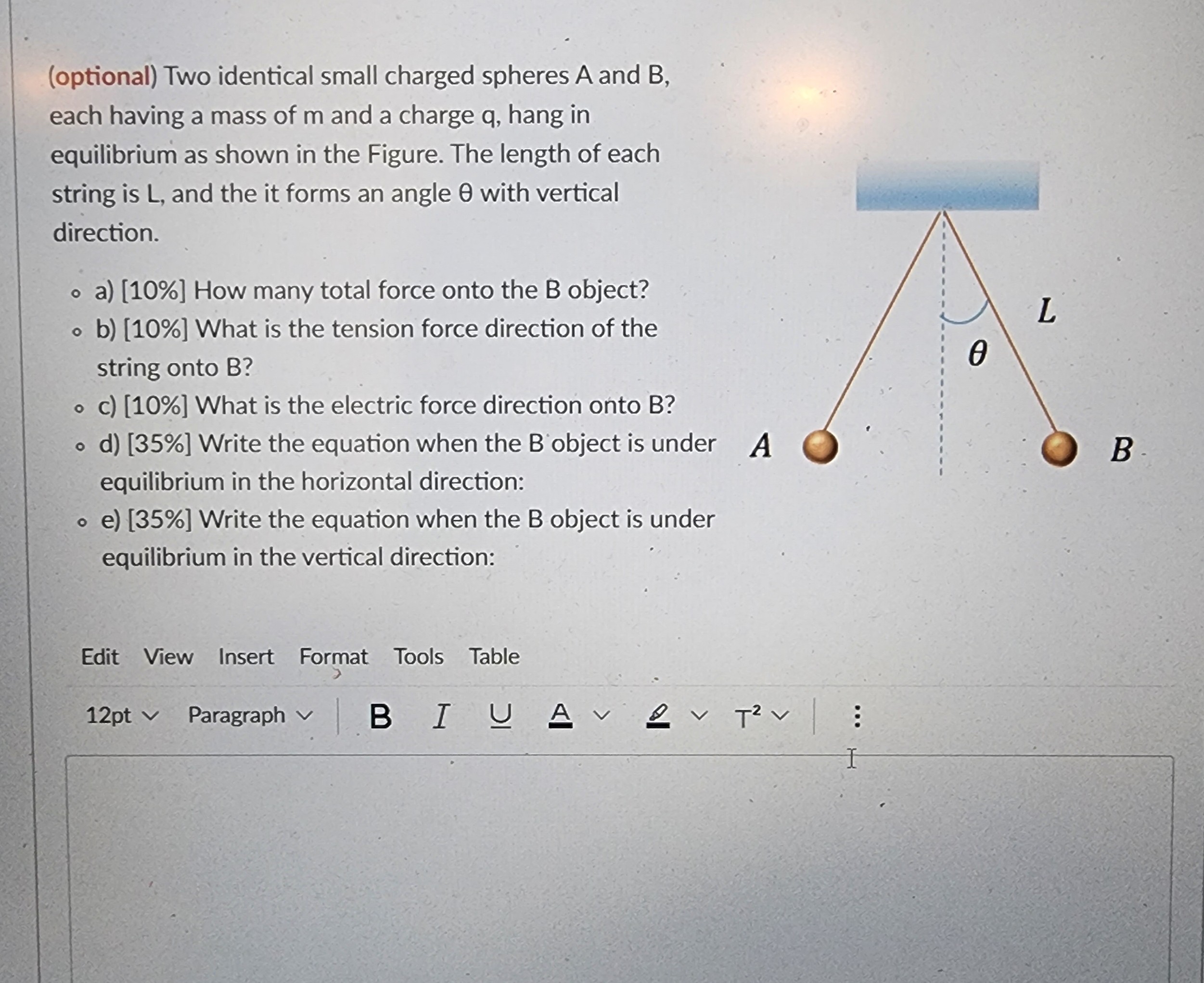 Solved (optional) Two identical small charged spheres A and | Chegg.com
