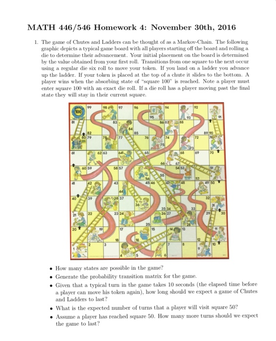 MATH 446/546 Homework 4: November 30th, 2016 1. The | Chegg.com