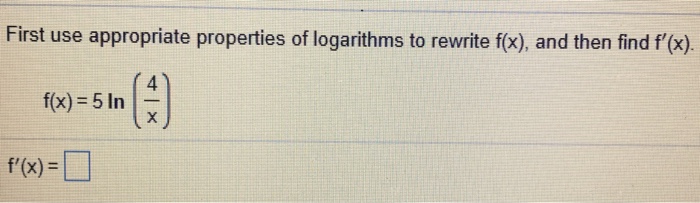 Solved First use appropriate properties of logarithms to | Chegg.com