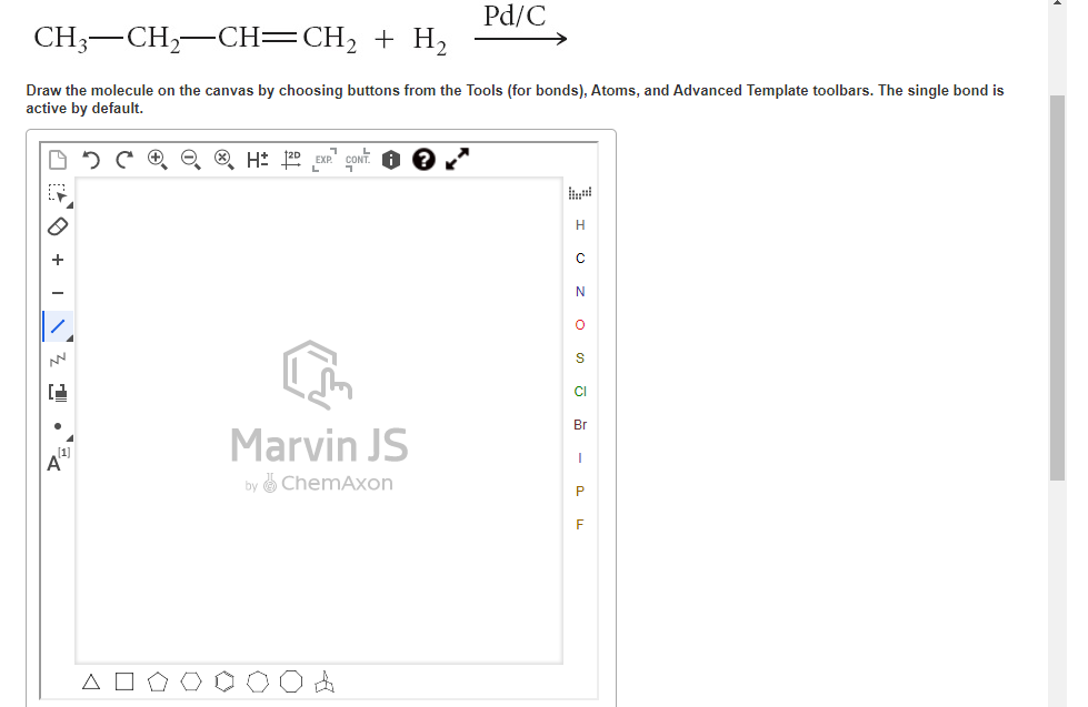 Solved Pd/C CH3-CH2-CH=CH2 + H2 Draw the molecule on the | Chegg.com