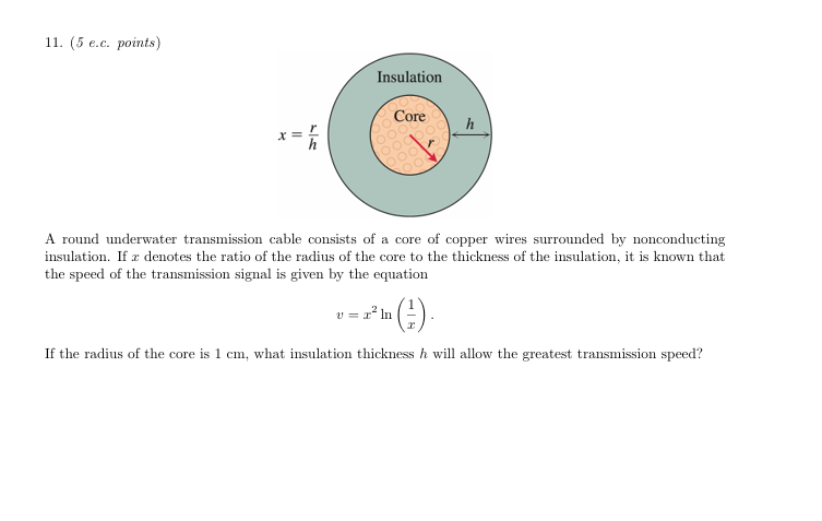 Solved 11. (5 ﻿e.c. ﻿points)A round underwater transmission | Chegg.com