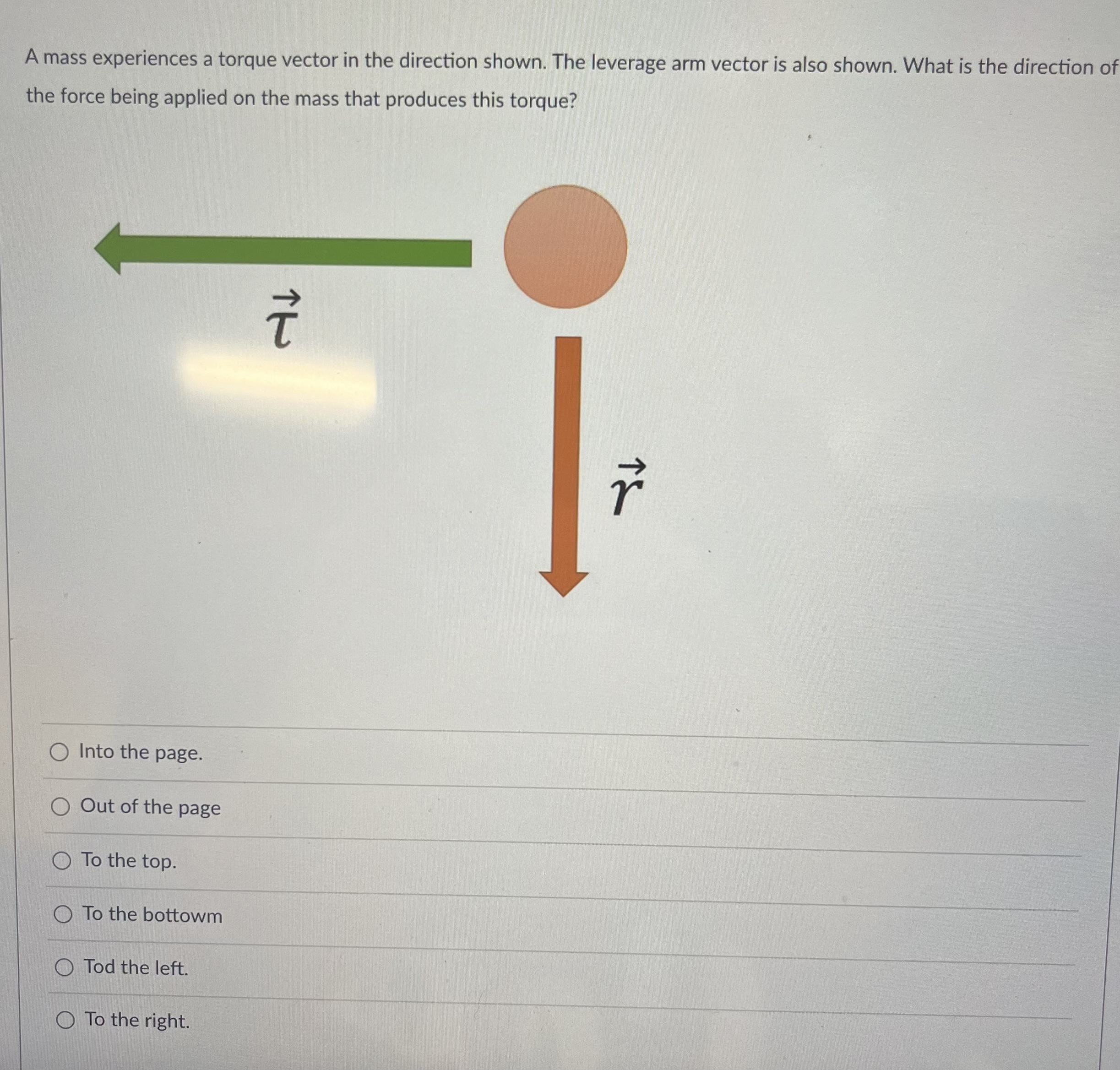 A mass experiences a torque vector in the direction | Chegg.com