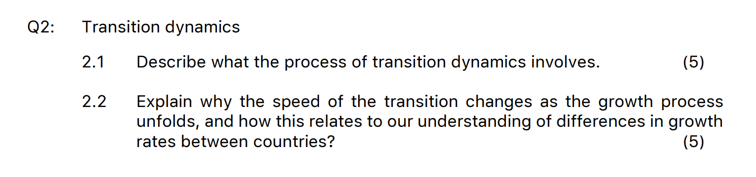 Solved Q2: Transition dynamics 2.1 2.2 Describe what the | Chegg.com