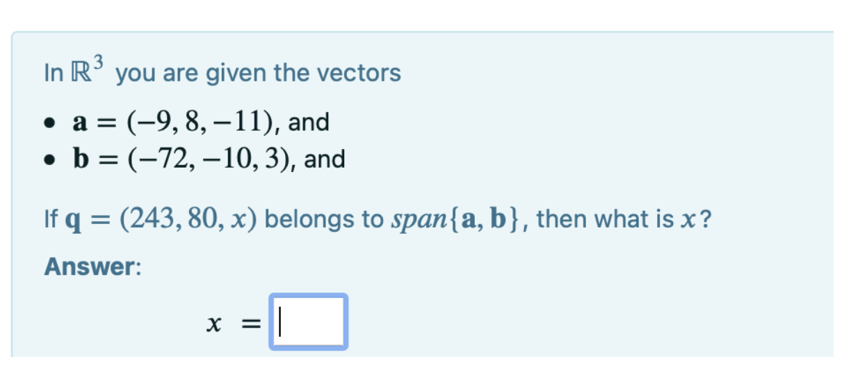 Solved In R3 you are given the vectors - a=(−9,8,−11), and - | Chegg.com