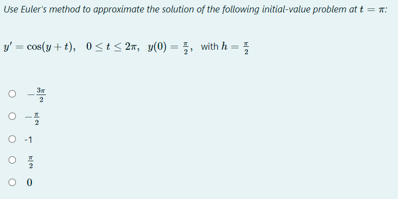 Solved Use Euler's method to approximate the solution of the | Chegg.com