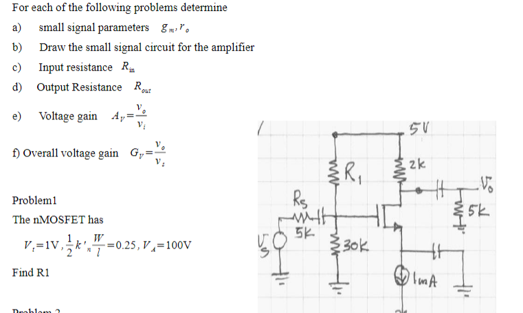 Solved e) Voltage gain AV=viv0 f) Overall voltage gain | Chegg.com