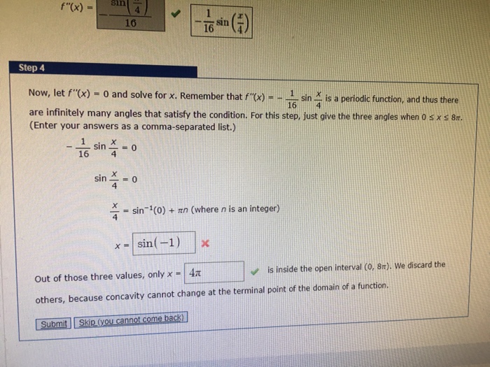 Solved "(x)in 16 16N4 Step 4 ow, let fx) - o and solve for | Chegg.com