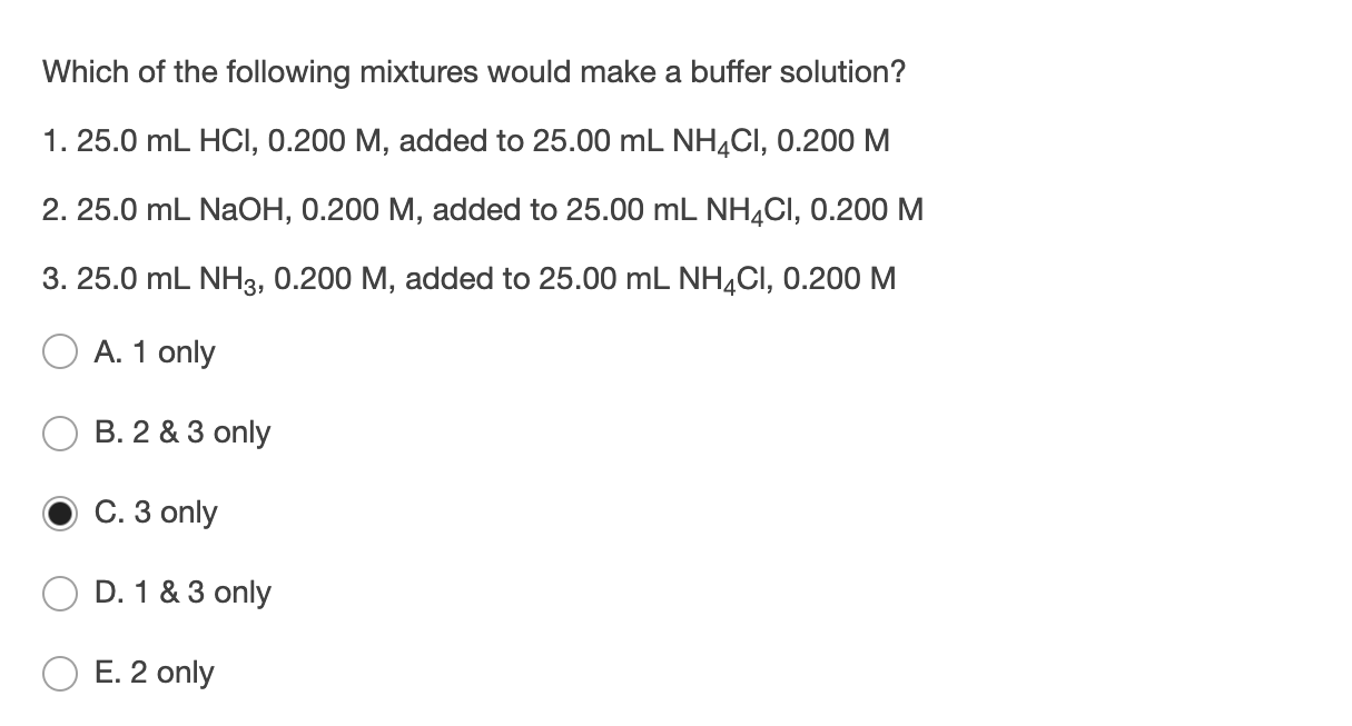 Solved Which of the following mixtures would make a buffer | Chegg.com