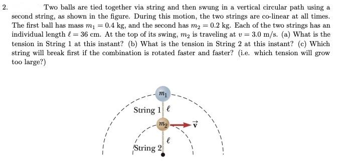 Solved 2. Two balls are tied together via string and then | Chegg.com