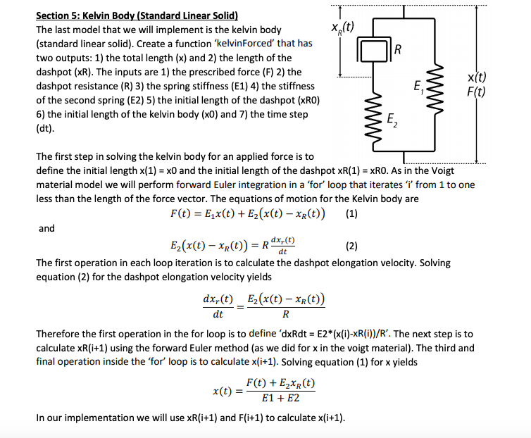 Solved 7 x (t) R Section 5: Kelvin Body (Standard Linear | Chegg.com