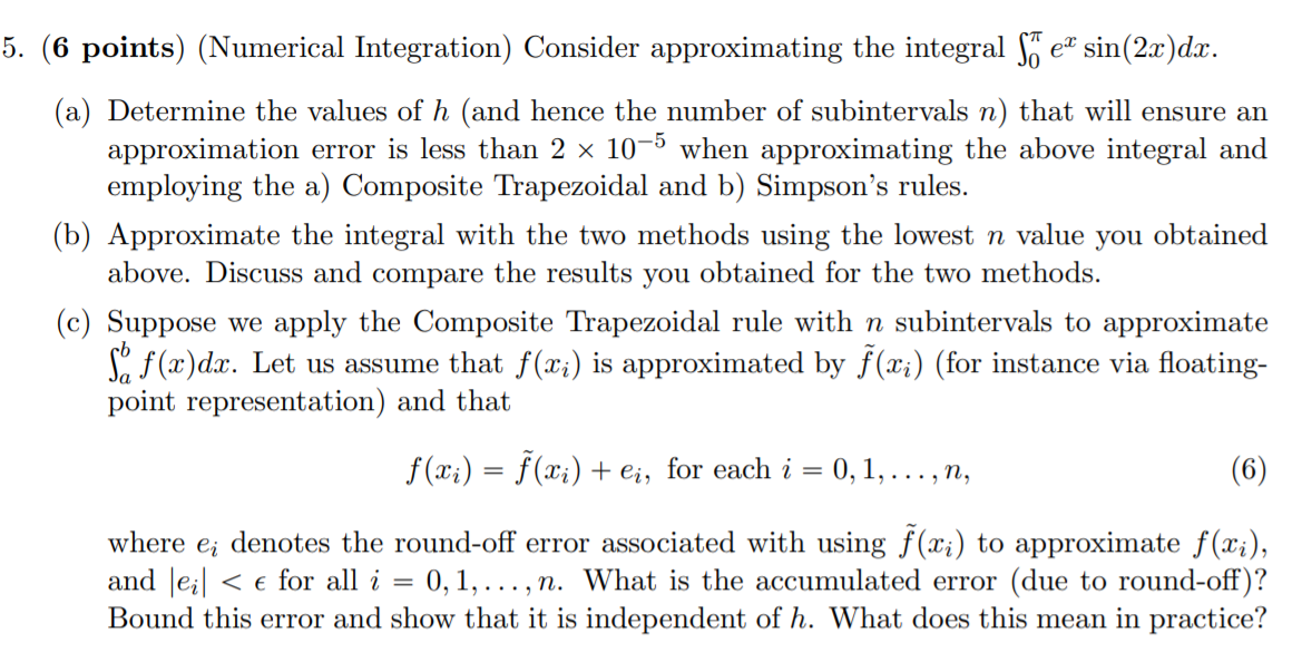 5. (6 points) (Numerical Integration) Consider | Chegg.com
