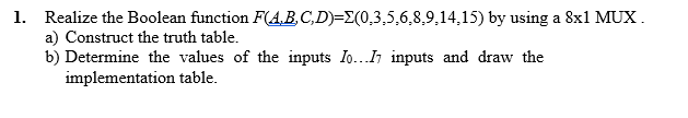 Solved 1. Realize the Boolean function | Chegg.com