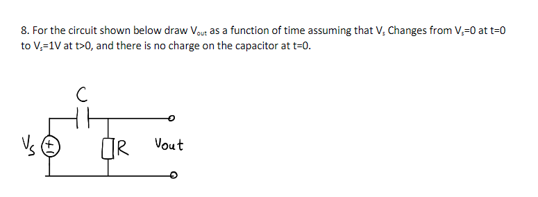 Solved 8. For the circuit shown below draw Vout as a | Chegg.com