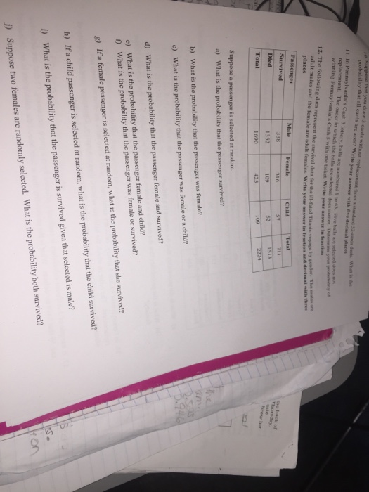 Solved Suppose a passenger is selected at random. a) What | Chegg.com