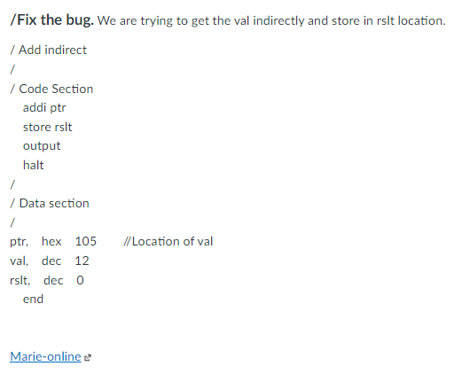 Solved MARIE (a Machine Architecture that is Really | Chegg.com