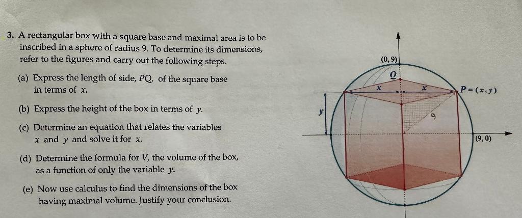 Solved 3. A rectangular box with a square base and maximal | Chegg.com