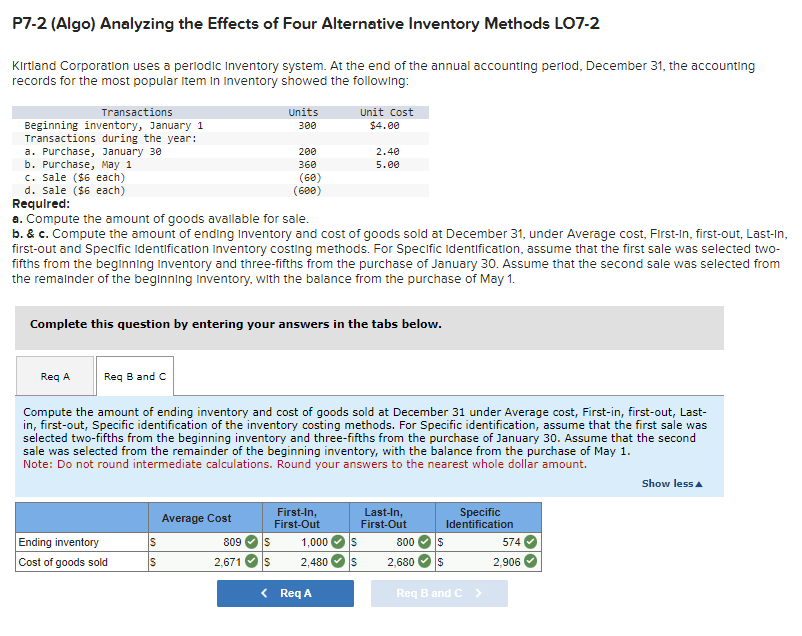 Solved P7-2 (Algo) Analyzing the Effects of Four Alternative | Chegg.com