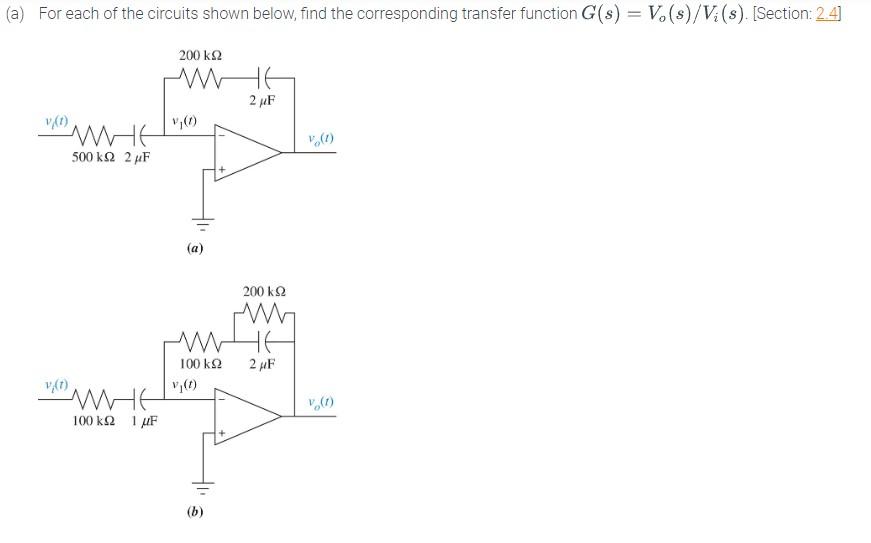 Solved its shown below, find the corresponding transfer | Chegg.com