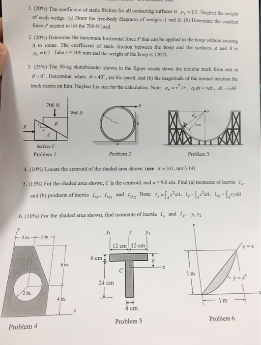 Solved The coefficient of static friction for all contacting | Chegg.com