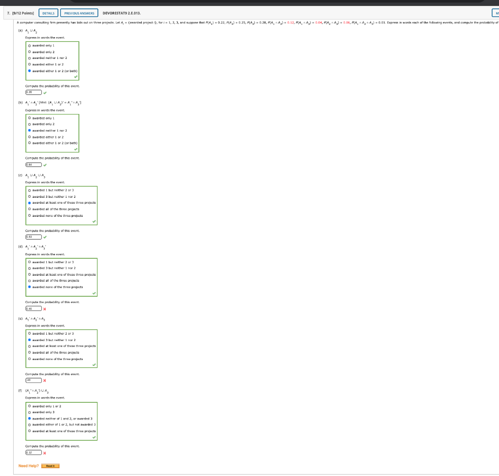 Solved 7. [9/12 Points] DETAILS PREVIOUS ANSWERS DEVORESTAT9 | Chegg.com